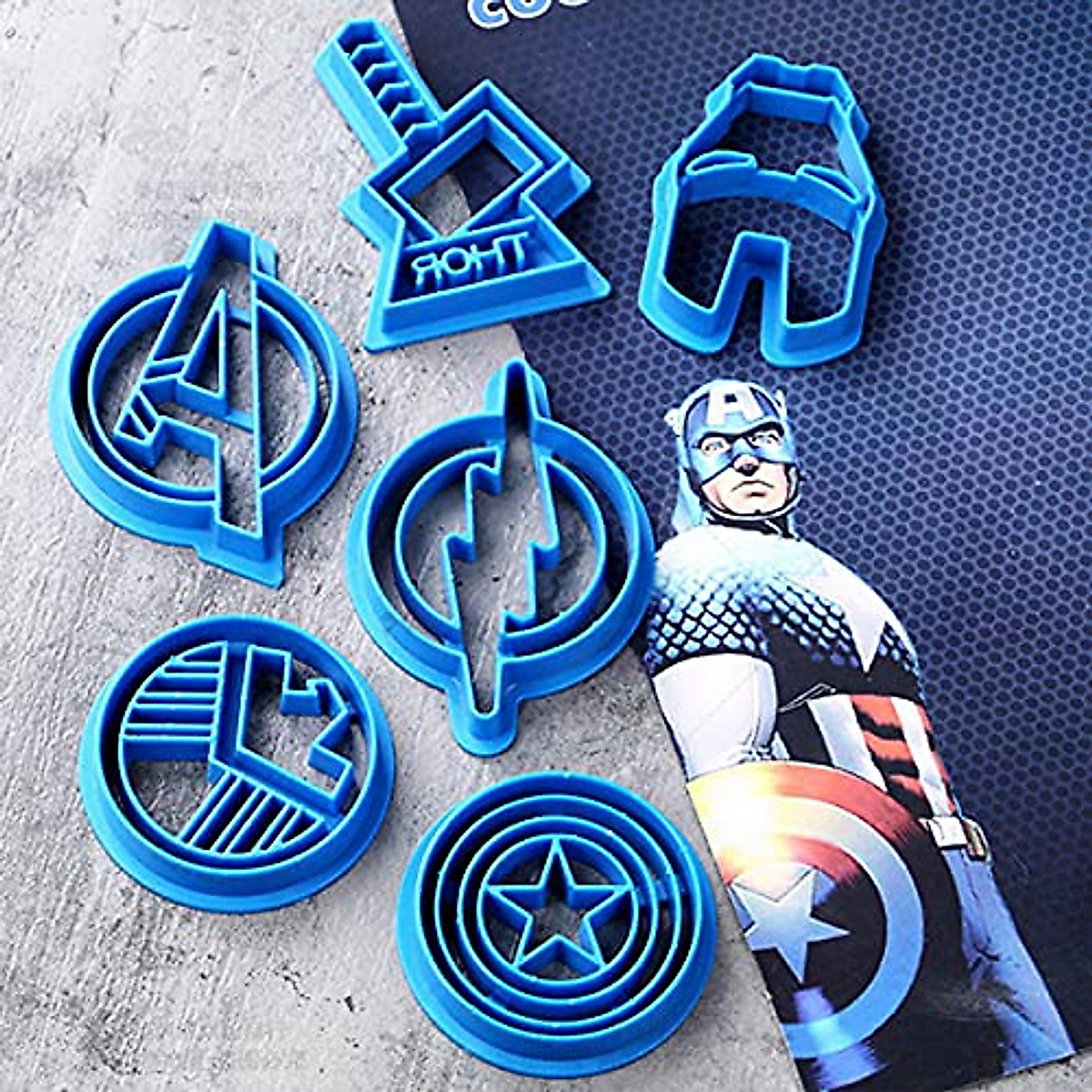 Crethinkaty Plastic Cookie Cutters,6 Pieces Fondant Cutter Set,Cartoon Biscuit Cutter,Cartoon Cookie Impression Cutter,Sugar Craft Cake Decoration