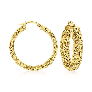 Ross-Simons 18kt Gold Over Sterling Medium Byzantine Hoop Earrings