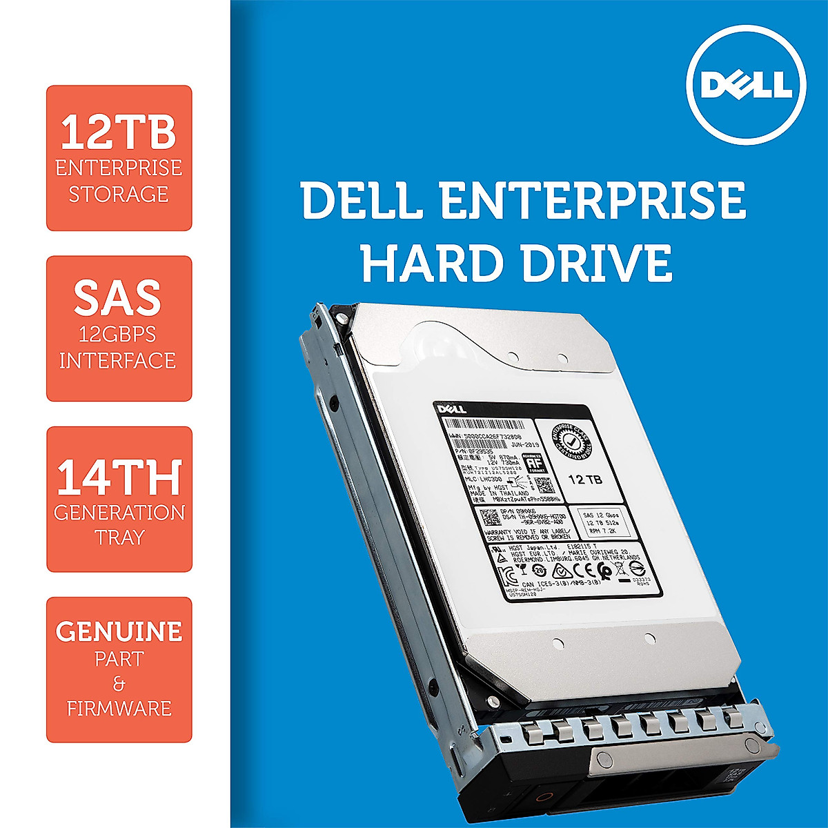 Dell 401-ABHX 12TB 7.2K NL-SAS 12Gb/s 3.5-Inch Hard Drive in 14G Hot-Plug HDD Tray Bundle with Compatibility Screwdriver