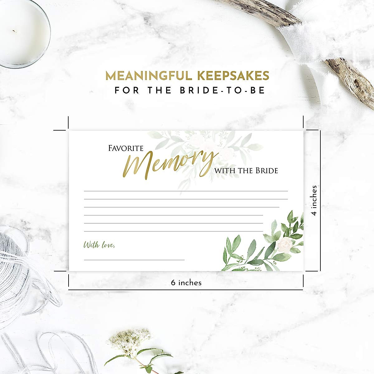 Bridal Shower Games (Set of 5 Activities for 50 Guests) - 5x7 Cards, Double-Sided, Floral Rustic Greenery Theme - Includes Marriage Advice Cards, Bridal Emoji - Wedding Shower Decorations Favors Party Supplies