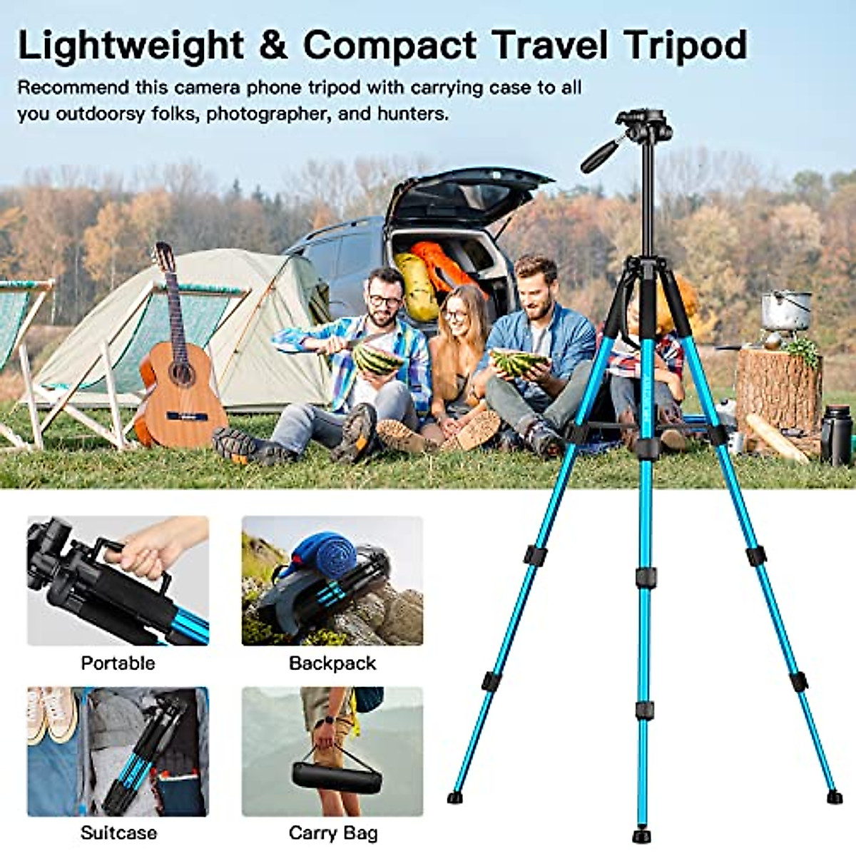 Camera Tripods & Monopods, Tripod for Camera Phone, 5 in 1 Aluminum Heavy Duty Camera Stand, Phone Tripod, Monopods, Selfie Stick, Trekking Poles, Compatible with Canon Nikon DSLR iPhone Camcorder