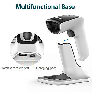 VOTTAN Wireless Bluetooth QR Code Barcode Scanner, CMOS Image Sensor Automatic Scanning Scanner 3-in-1 Connection Handheld USB Bar Code Scanner 1D 2D PDF417 Data Matrix(1D&2D)