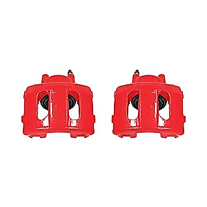Power Stop S4339 Front Pair of High-Temp Red Powder Coated Calipers For 1991 - 2001 Jeep Cherokee Mid Size XJ | 1993- 1998 Grand Cherokee | 1990 - 2006 Wrangler [Application Specific]