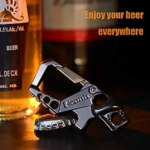 Hephis Heavy Duty Key Chain Bottle Opener,Carabiner Car Key Chains for Men and Women(Black and Gold)