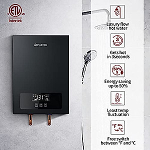 Tankless Water Heater Electric, SIVUATEK Instant Water Heater on Demand Smart Electric Hot Water Heater Tankless 18kW 240V, Self-Modulation Hot Water Heater Point of Use V7B-180B