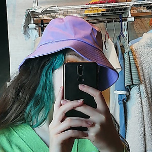 Wheebo Solid Color Bucket Hat for Women Summer Beach Fishmen Hat for Lady Adult Unisex Cotton Cap (A-SC-Lavender)