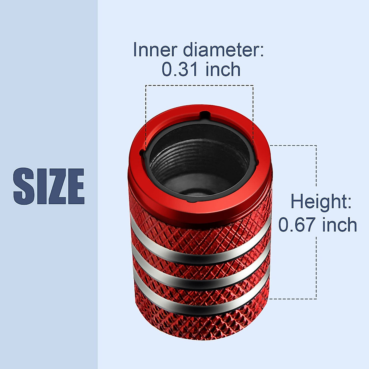 Tire Valve Stem Cap Cover - (5 Pack) Tire Air Caps Metal with Plastic Liner Corrosion Resistant Leak-Proof for Car Truck Motorcycle SUV and Bike Red