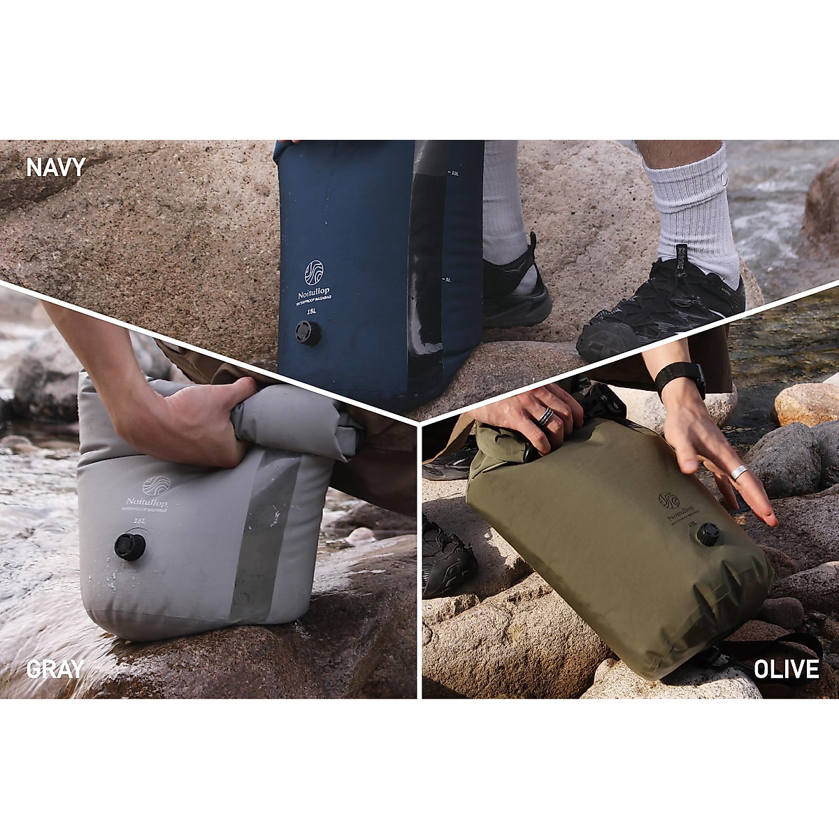 Noitullop Washbag Portable Washing Machine - 15L Fully Waterproof Dry Bag - Lightweight Compact Nylon Washing Machine - Portable Manual Clothes Washer Laundry Bag (Olive)