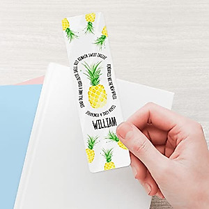Personalized Bookmark, Custom Inspirational Pineapple Quote Bookmarks, Pineapple Custom Metal Ruler Ornament Markers, Gifts for Book Lovers, Women Men, Readers On Birthday Christmas