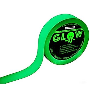 Best Glow in The Dark Tape 1 in x30 ft+10 Arrows+10 Stars -Bright, Long-Lasting Fluorescent Tape for Halloween,Outdoor, Night Decorations, Safety, Stairs, Theater