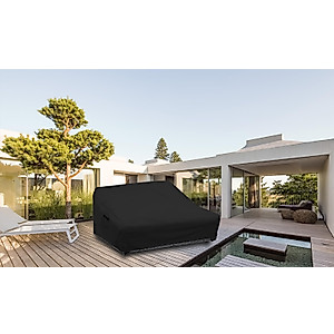 WORUO Outdoor sunbed waterproof cover, heavy-duty rattan sofa chair cover, 600D tear resistant, UV resistant, waterproof courtyard furniture cover, black