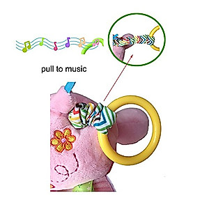 V Convey Music Bed Time Wind Up Musical Stuffed Animal Elephant Stuffed Toys Kids Toddler Plush Baby Infant Strollers Crib Bedding Toys (Blue)