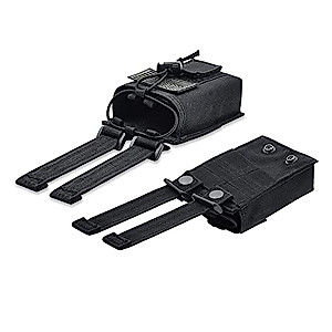 Molle Radio Pouch Radio Holster Tactical Radio Holder Duty Belt Accessories Military Heavy Duty Radio Bag for Two Ways Walkie Talkies Adjustable Storage with 1 Pack Patch(Black)
