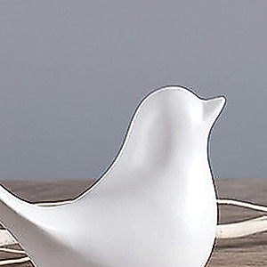 2pcs Bird Figures Ceramic Bird Statue Animal Sculptures Ornaments for Home Office Garden Decoration - White, Size S