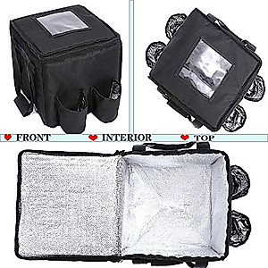 OGEFOTED Large Insulated Food Delivery Bag with Cup Holders, Foldable Heavy Duty Food Warmer Grocery Bag for Camping Catering Restaurants