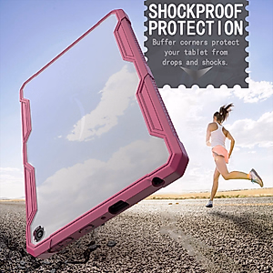 EpicGadget Case for Amazon Fire HD 8 / Fire HD 8 Plus (12th Gen, 2022 Released) - Clear Back Full Body Dual Layer Protective Hybrid Cover Case Support Wireless Charging for HD 8 Plus (Plum)