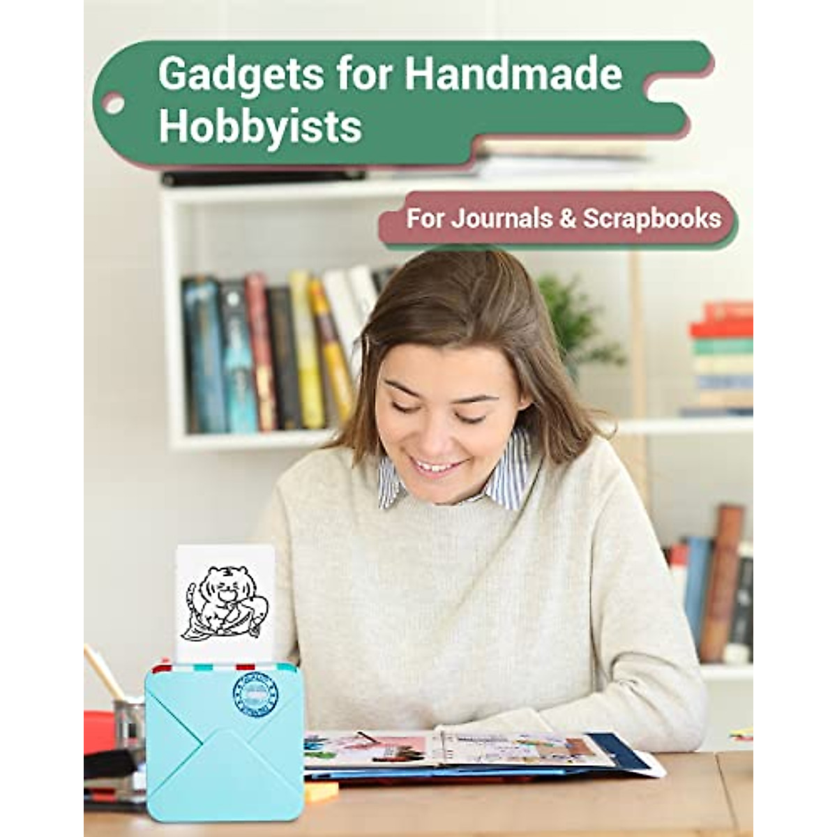 Phomemo M02S Pocket Printer- 300 dpi HD Bluetooth Thermal Photo Printer Compatible with iOS and Android, Black and White Image for Photo Printing, Plan Journal, Organization, Art Creation, Gift, Cyan