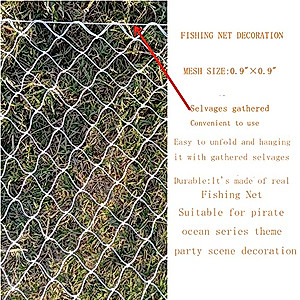 SHOUWAN Decoration Fishing Net 7ft ×14.7ft for Pirate,Hawaiian Nautical Ocean Mediterranean Party Wall Hanging Natural White Fishnet Decor Table Decorative Netting Living Room Decorar Fish Net
