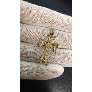 LA BLINGZ 14K Yellow Gold Armenian Reversible Cross Pendant