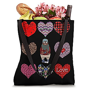 Bear Hearts Pattern Red Plaid Leopard Floral Valentines Day Tote Bag