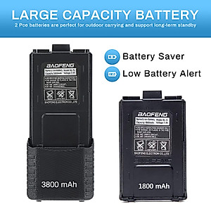 BAOFENG UV-5R 8W Dual Band VHF/UHF Two Way Radio Long Communication Range Walkie Talkie with More 3800mAh Battery,USB Programming Cable,Hand Mic,TL771 Antenna,Acoustic Tube Surveillance Earphone