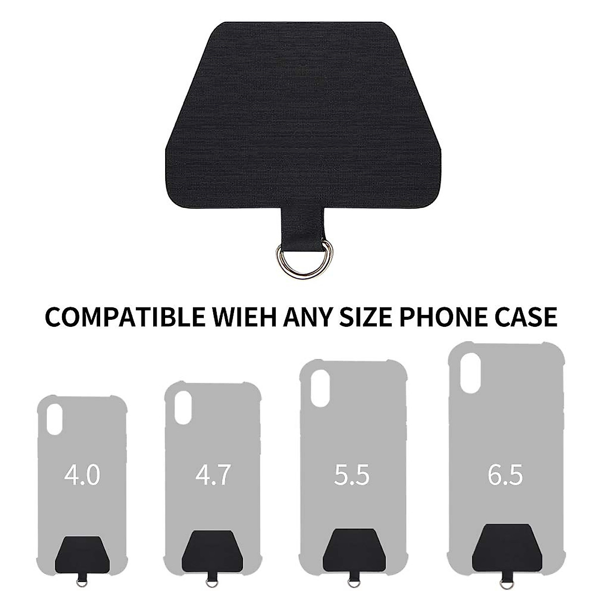 SS Phone Lanyard Patch Tab 2 Pack Universal Tether Tab Replacement Part for Smartphone Safety Tether System (Black)
