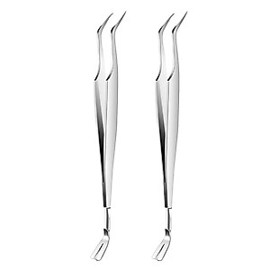 ccHuDE 2 Pcs Stainless Steel Tick Tweezers Dual Tipped Tick Remover Tool First Aid Tweezers Tick Killer Tweezer for Human Dogs Cats