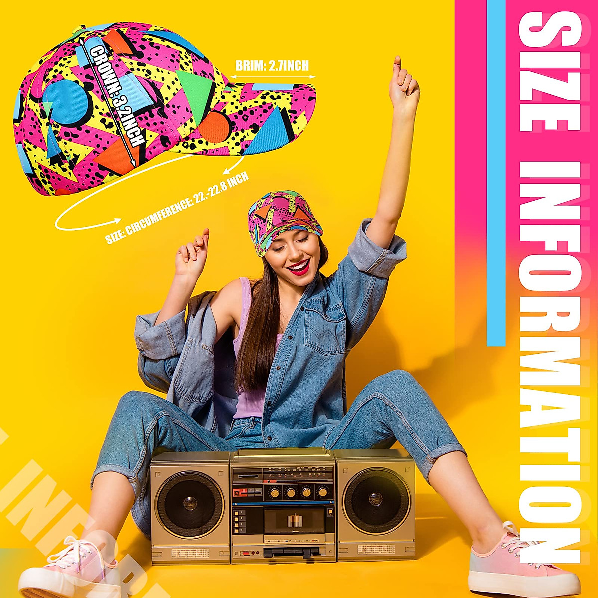 Xtinmee 4 Pcs 80s 90s Trucker Hat Vintage Baseball Caps for Men Women Retro Back to 90s Hats Adjustable Unisex Caps for Travel Disco Party Birthday Gift Festival Party Favor, Multi Color