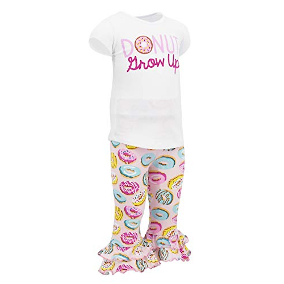 Unique Baby Girls Donut Grow Up Birthday Ruffle Pant Outfit (2t)
