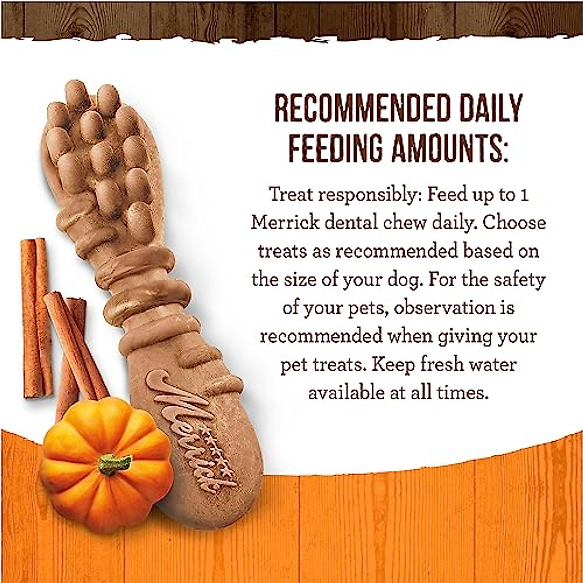 Merrick Fresh Kisses Natural Dental Chews, Treats Infused with Pumpkin and Cinnamon for Medium Dogs 25-50 Lbs - 8.1 oz. Pouch