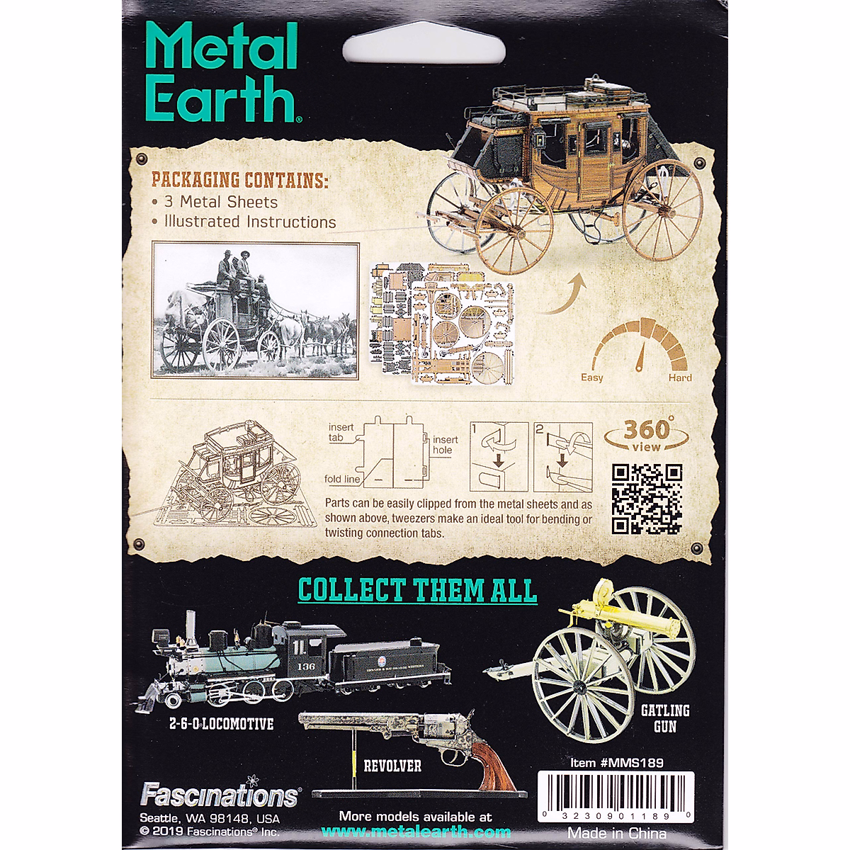 Fascinations Metal Earth Wild West Stagecoach 3D Metal Model Kit