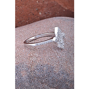 SILVERCLOSEOUT Rhodium Plated Sterling Silver Womens Cz Cubic Zirconia Fleur De Lis Loyalty Ring - Size 6