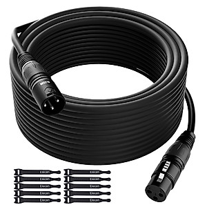 XLR Cable Microphone Cable 100 Feet,Elecan Heavy Duty Balanced XLR Speaker Cable (From 25-200FT) 3-Pin Shielded Male to Female Mic Cord,DMX Stage Lighting Patch Cable for Speaker Systems Mixer+10 Ties