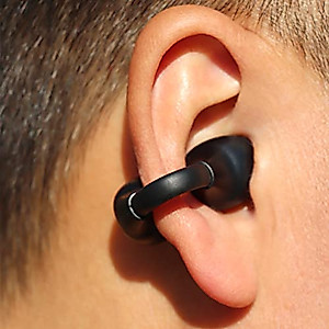 SQRMINI Open Ear Headphones, Sports Open Ear Wireless Earbuds, Bluetooth Clip On Ear Comfort Earbuds for Cycling Driving, Walking, Ring Earbuds with 30Hours Playtime