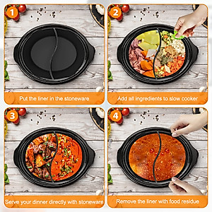 Slow Cooker Divider Liner Fit for 6 QT Pot, Silicone Crock Pot Cooking Liners Insert, Heat Resistant Reusable Slow Cooker Crock Pot Divider Insert, Leakproof & Dishwasher Safe(Black)