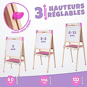 Blue Squid Art Easel for Kids - Dual-Sided Adjustable Wooden Painting Easels with Magnetic Chalk Board, Whiteboard, Paper Roll Including 100+ Accessories, Ideal for Toddlers & Children 3 to 12