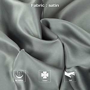 NTBAY Zippered Satin Pillow Cases for Hair and Skin, Luxury Standard Hidden Zipper Pillowcases Set of 2, 20x26 Inches, Dark Grey