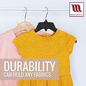 Mainetti 485 Recycle Black, Kids Plastic Hangers - 100 Pack with Rotating Metal Hook and Notches for Straps, Great for Shirts/Tops/Dresses, 15-Inch