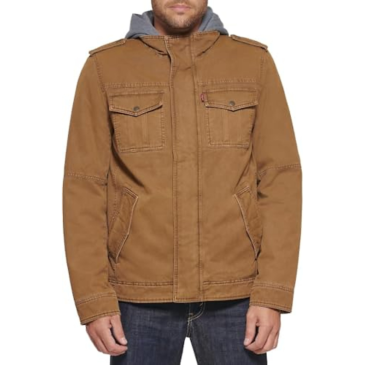 Levi's mens Four-pocket Hooded Jacket, Brown, Large US