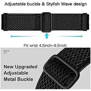 Olytop Elastic Bands for Galaxy Watch 4/5 Band 44mm 40mm/Galaxy Watch 4 Classic Bands 46mm 42mm Women Men, 20mm Stretch Wristband Strap for Samsung Galaxy Active 2 40mm 44mm/Watch3 41mm (Wave Black)