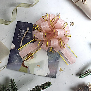 6 pcs Pull Bow Wrapping Pink Bows for Gift Wrapping Pull Bows for Wedding Baskets,Pull Bows for Gift Wrapping,6 Inches Diameter Gift Bows,Gift Baskets,Birthday Party,Valentine's Day (Pink)