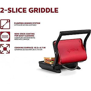 Holstein Housewares Electric Griddle for Toasting Sandwiches, Various Snacks - Metallic Red