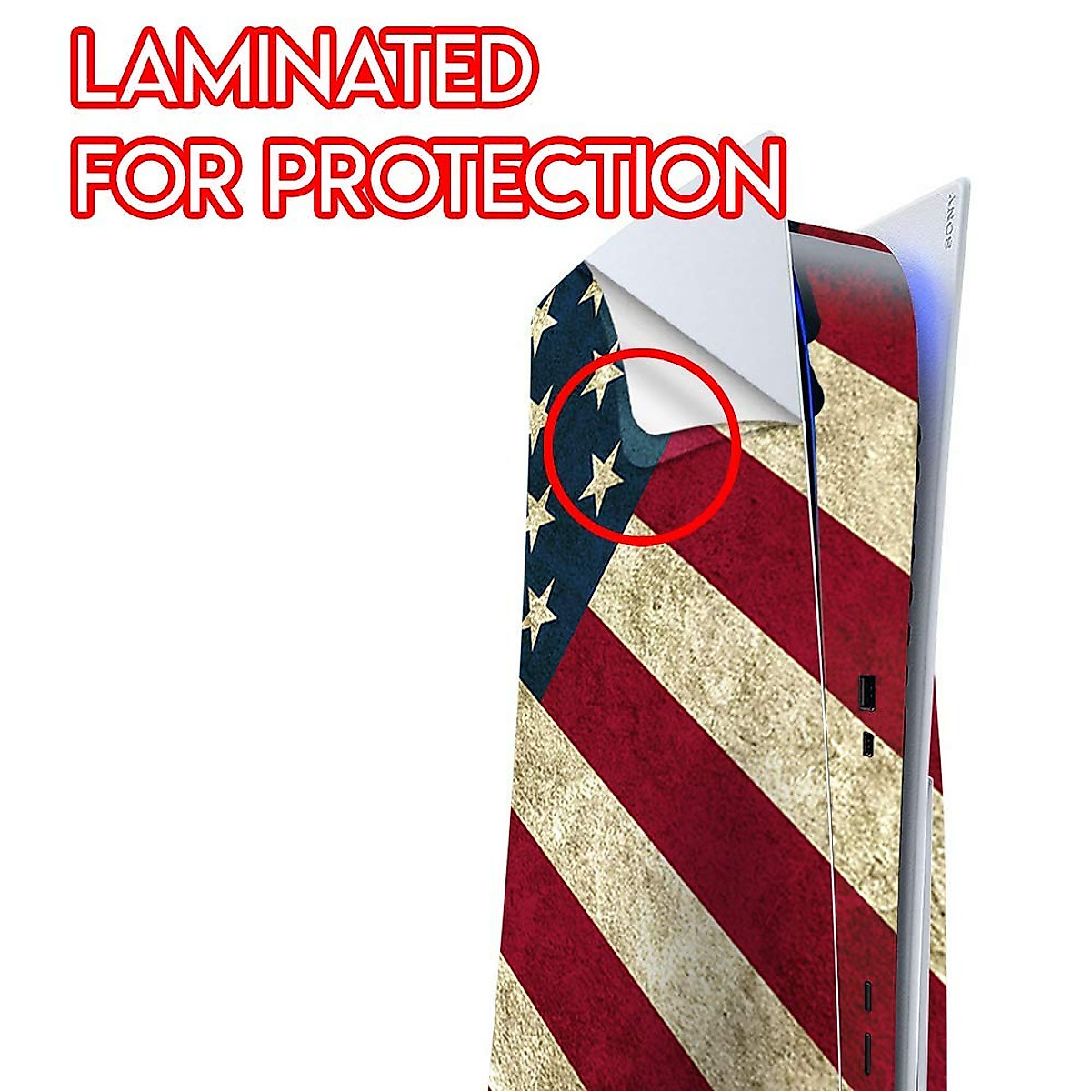 ITS A Skin Skins Compatible with Sony Playstation 5 Console Disc Edition - Protective Decal Overlay Stickers wrap Cover - Merica Flag Pattern