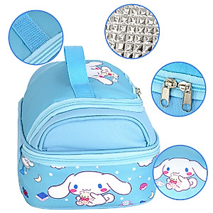 Roffatide Anime Cinnamoroll Lunch Bag for Man Woman Leakproof Lunch Box Large Compartment Lunch Container Tote for Work Travel Blue