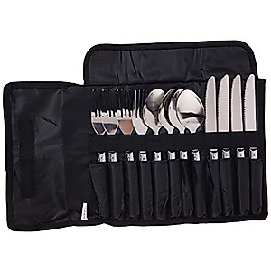 Coleman Stainless Steel Flatware Set with Plastic Handles, 12-Piece , Black