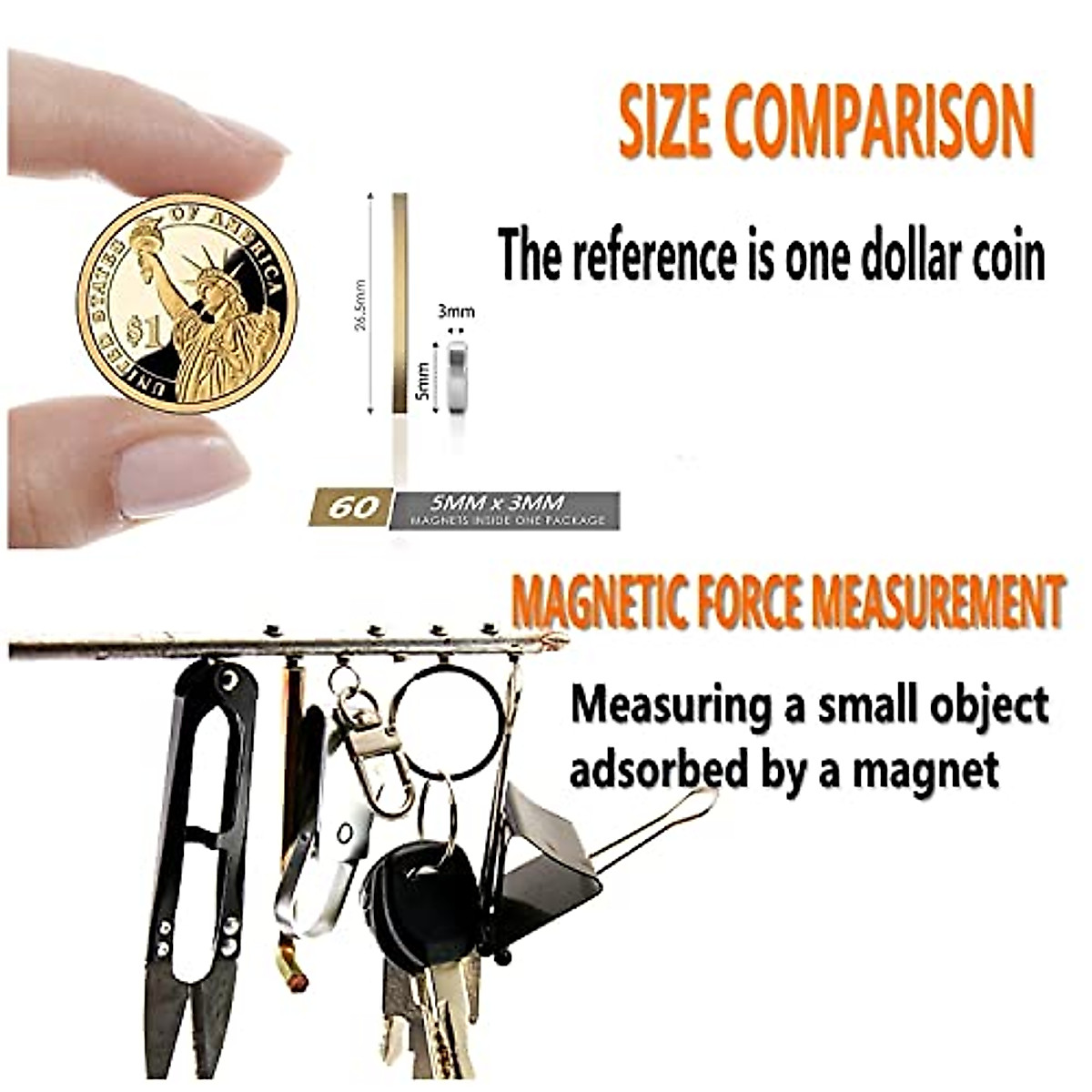 60pcs Small Magnets,Round Refrigerator Magnets, Small Cylinder Fridge Magnets, Office Magnets, Whiteboard Magnets, Durable Little Miniature Tiny Mini Magnets for Crafts