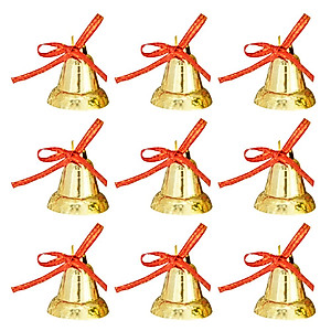 ULTNICE 9 Pcs Christmas Tree Small Golden Bells Festival Hanging Pendant Decor