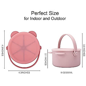 Dilovely Silicone Snack Cup Container, Sippy Cup for Toddler Pink Set