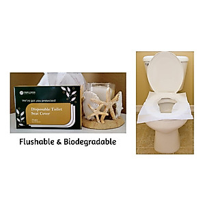 Toilet Seat Covers Disposable - Flushable & Biodegradable Travel Accessories for Adults, Kids, Toddlers | Travel, Road Trips, Camping, Potty Training Essential, & so much more! (10 packs of 10 sheets)
