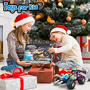 AONEPTR Remote Control Car, All Terrain Remote Control Truck for Boy, 2.4GHz Rc Car with Bodylight and Two Rechargeable Batteries, 20KM/H Monster Truck Toys